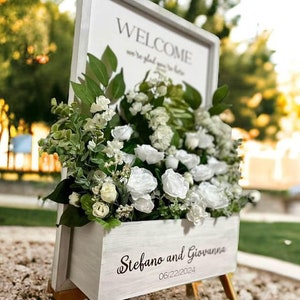 Flower Box Welcome Sign, Welcome Sign With Flower Box, Floral Box ...