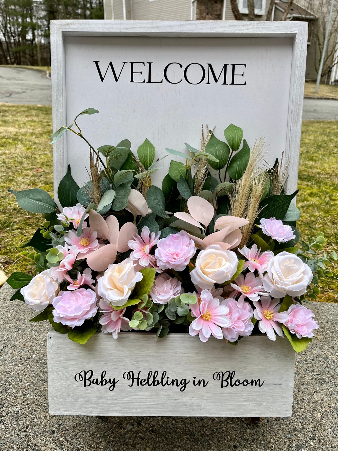 Flower Box Welcome Sign, Flower Box Sign, Welcome Sign Wedding Flower ...