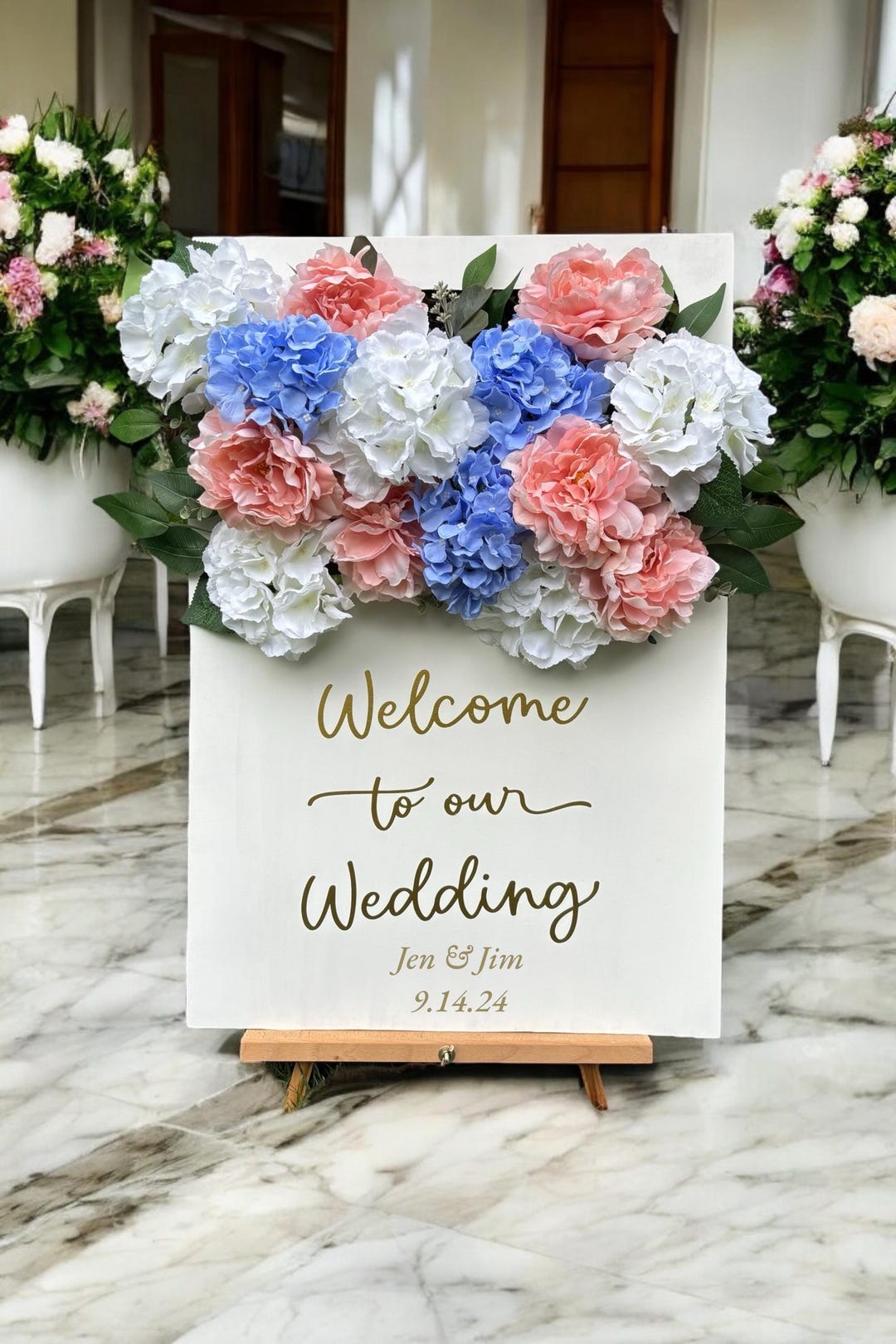 Flower Box Welcome Sign, Welcome Wedding Flower Sign, Floral Welcome ...