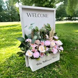 Flower Box Welcome Sign, Welcome Sign With Flower Box, Floral Box ...