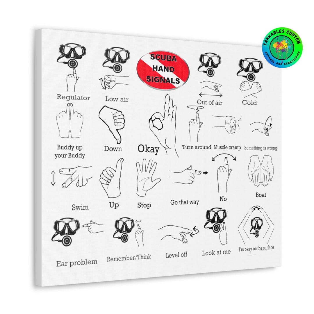 Scuba Hand Signals Canvas Gallery Wrap 24" X 18" Scuba Hand Signals Art ...