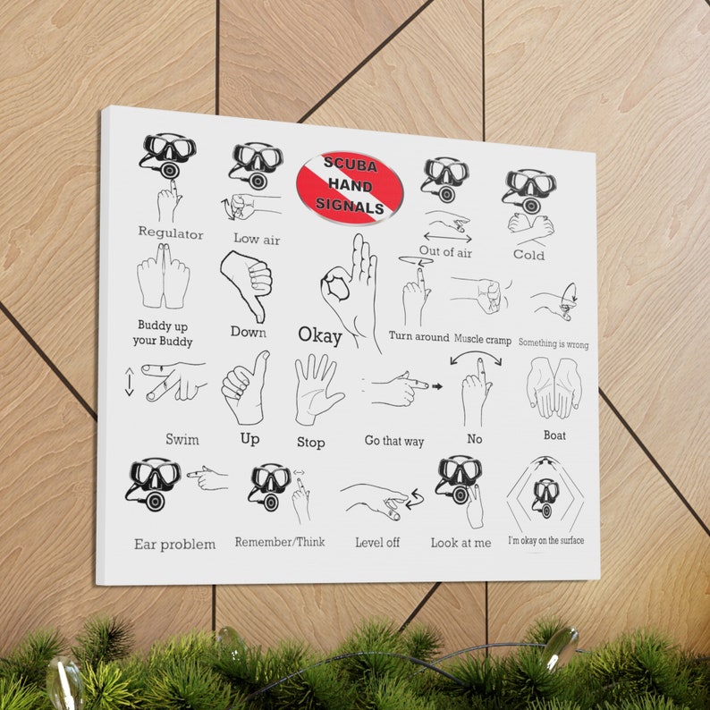 Scuba Hand Signals Canvas Gallery Wrap 30 X 24 Scuba Hand Signals Art ...
