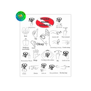 Scuba Hand Signals Poster 4 Sizes Horizontal or Vertical Underwater ...
