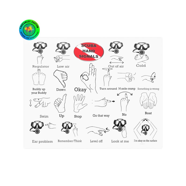 Scuba Hand Signals Poster 4 Sizes Horizontal or Vertical Underwater ...
