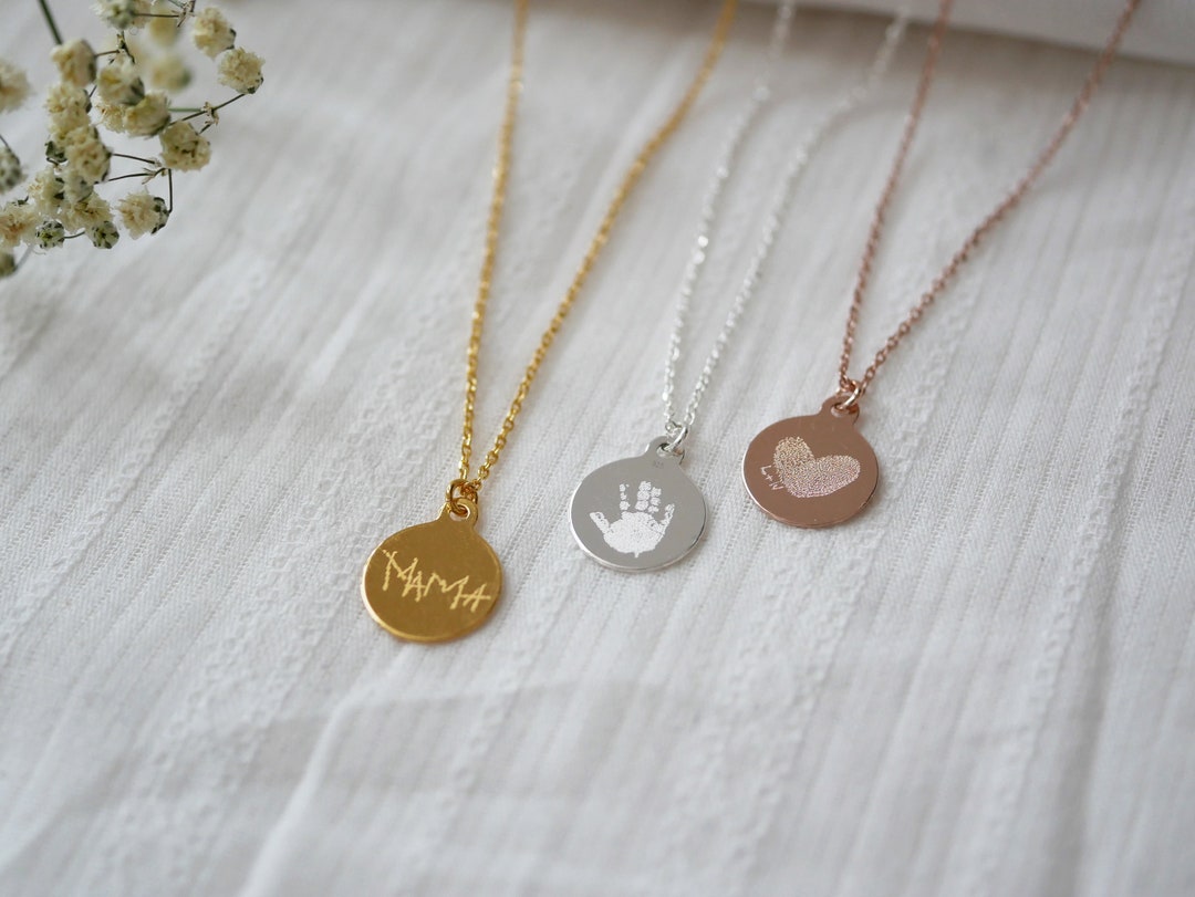 925 Silver Chain With Your Drawing / Imprint / Footprint Necklace - Etsy