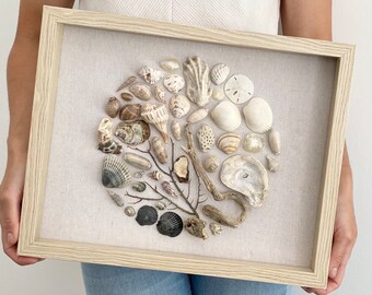 Natural Shell Mosaic Shadow Box Art With Glass Enclosure - Etsy