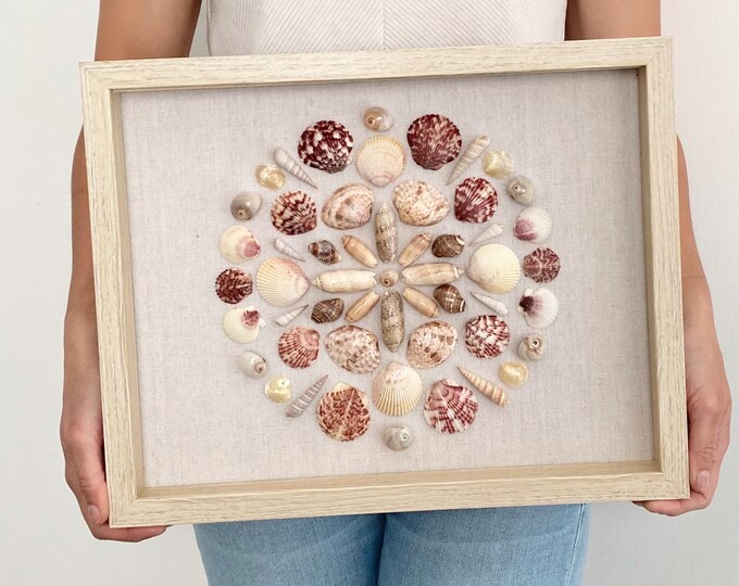 Colorful Shell Mandala Shadow Box Art With Glass Enclosure - Etsy