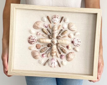 Colorful Shell Mandala Shadow Box Art With Glass Enclosure - Etsy