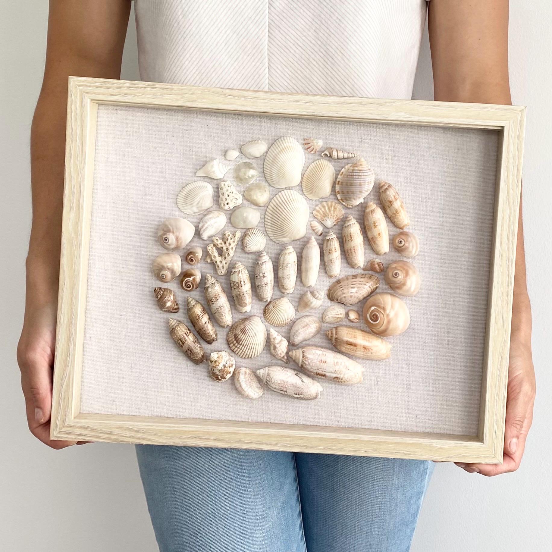 Natural Shell Mosaic Shadow Box Art With Glass Enclosure - Etsy
