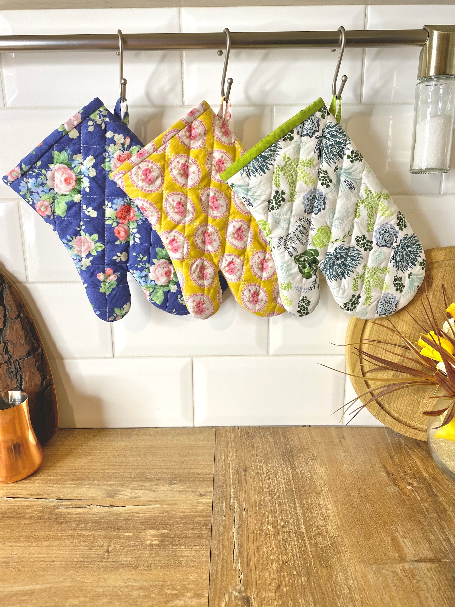 Oven Mitts Pot Holders Blue Kitchen Potholders Mittens - Etsy