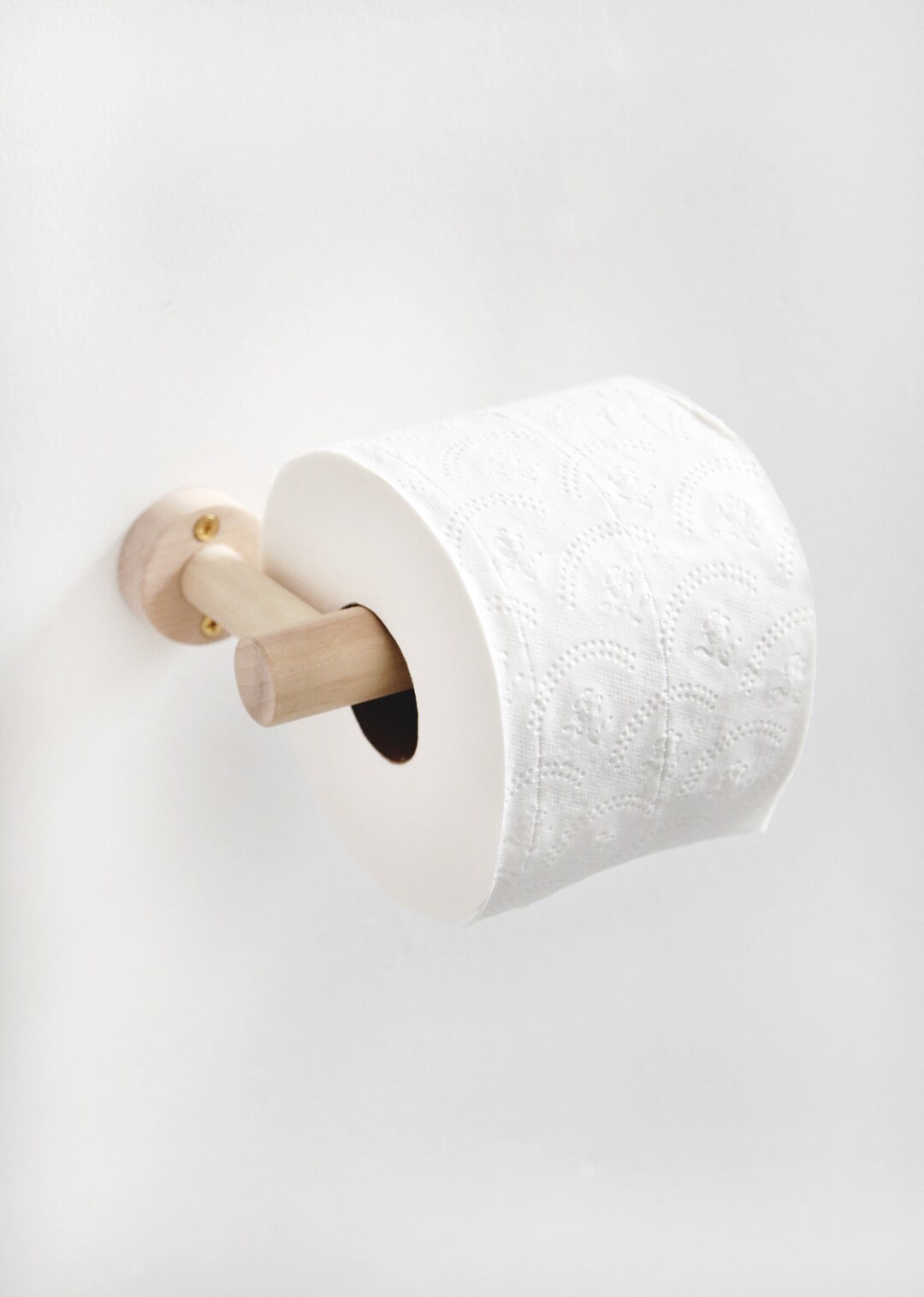 Modern Maple Wood Dowel Toilet Paper Holder: Minimalist Bathroom ...