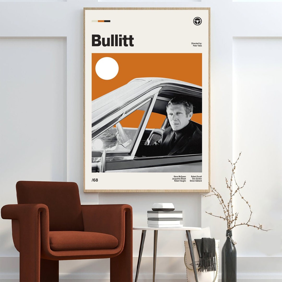 Bullitt Poster, Movie Poster Digital Print, Wall Art Living Room Decor ...