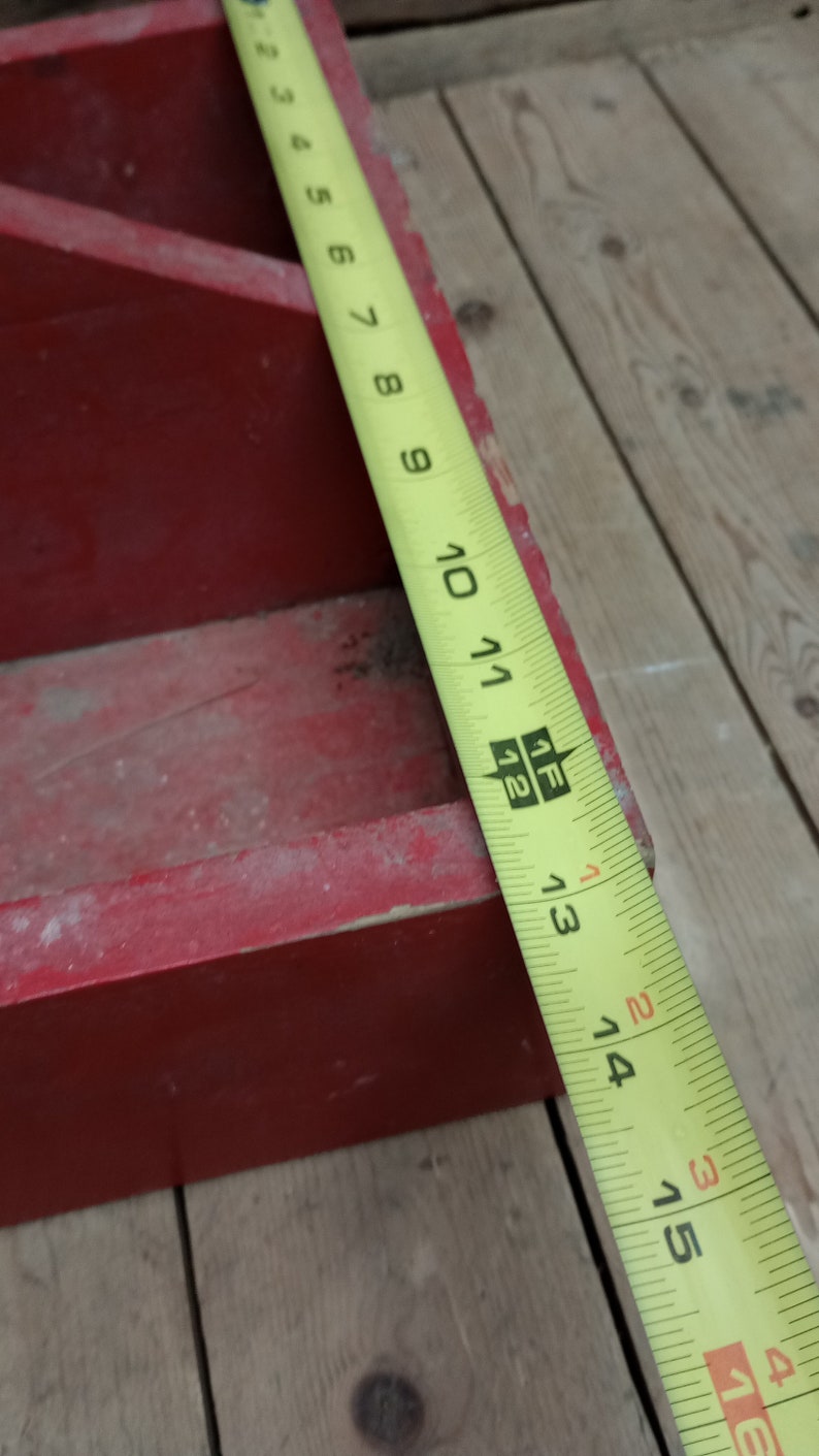 Antique Primitive Wooden Divided Tool Nail Box Tote Carrier Barn Red ...