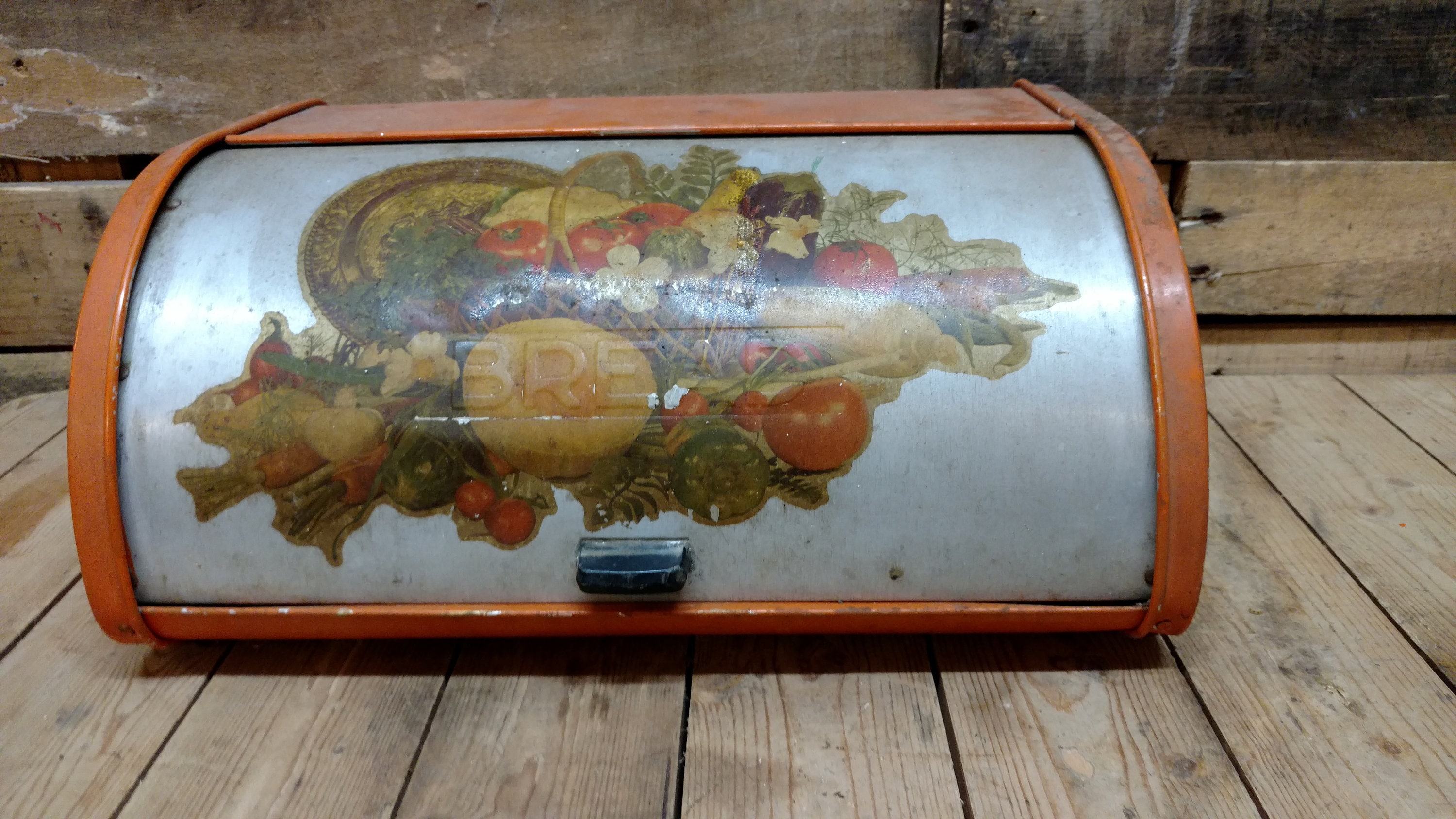 Vintage Mid Century Modern Metal Tin Bread Box Orange - Etsy