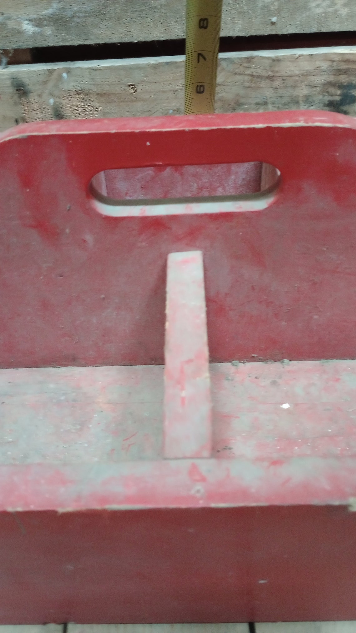 Antique Primitive Wooden Divided Tool Nail Box Tote Carrier Barn Red ...