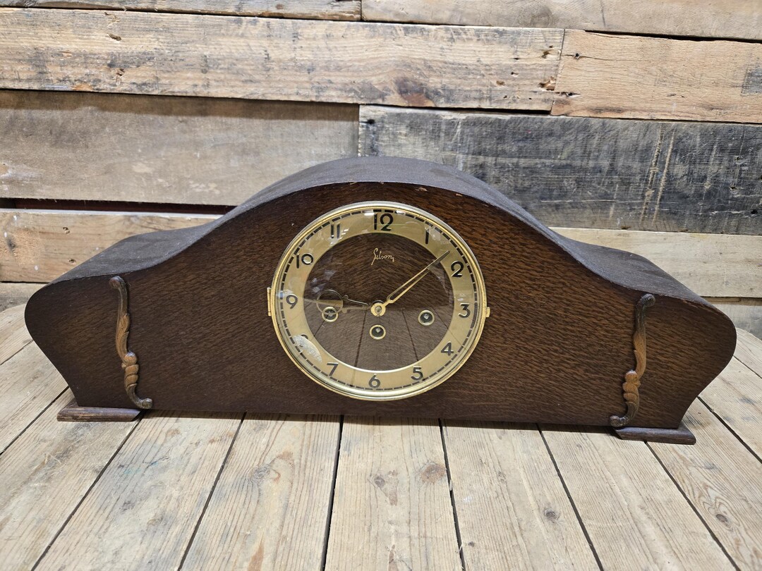 Vintage Wooden MCM Silson Germany Mantel Clock With Key - Etsy