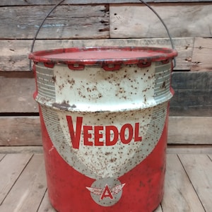 Veedol 5 Gallon Oils & Grease Motor Oil Can Bucket With Handle - Etsy