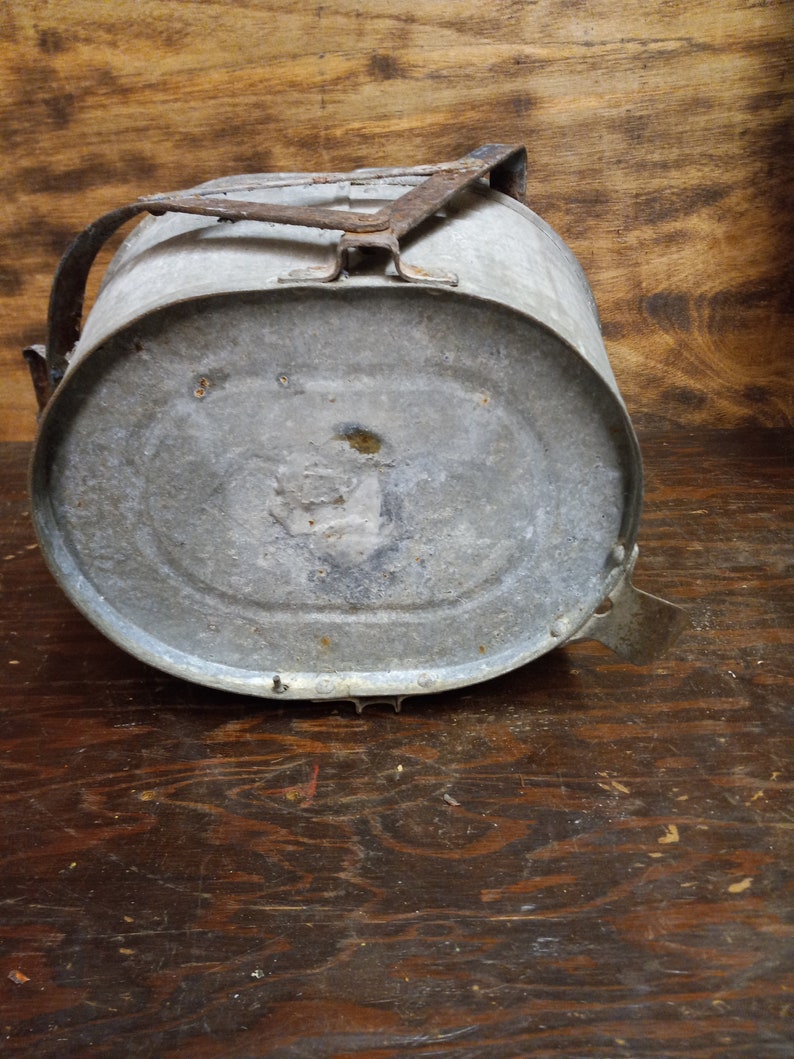 Vintage Galvanized Metal Mop Bucket With Wooden Wringer - Etsy