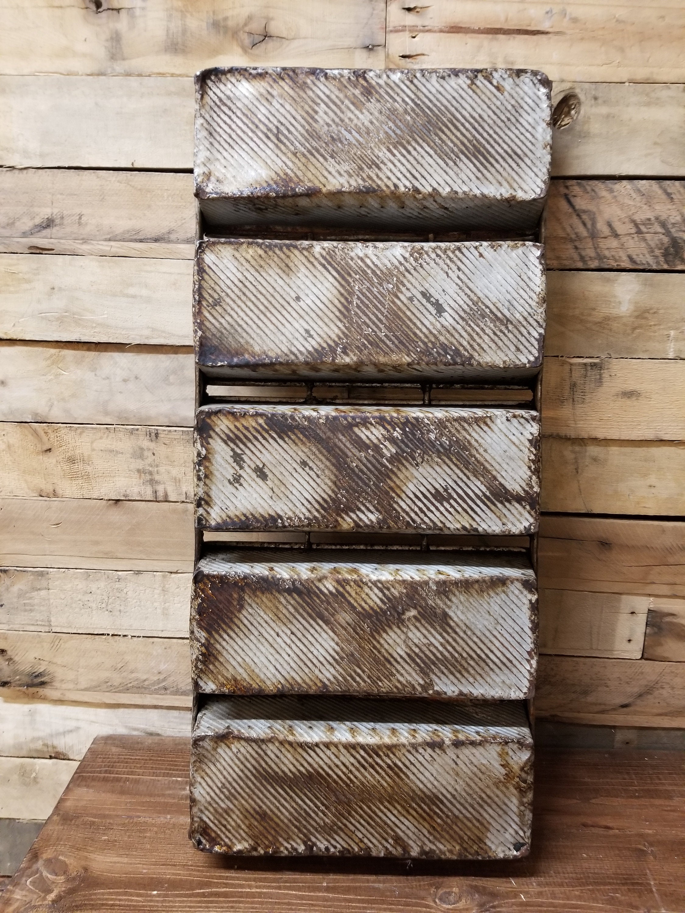 Vintage Industrial 5 Loaf Metal Bread Pan, Vintage Metal Bread Mold ...