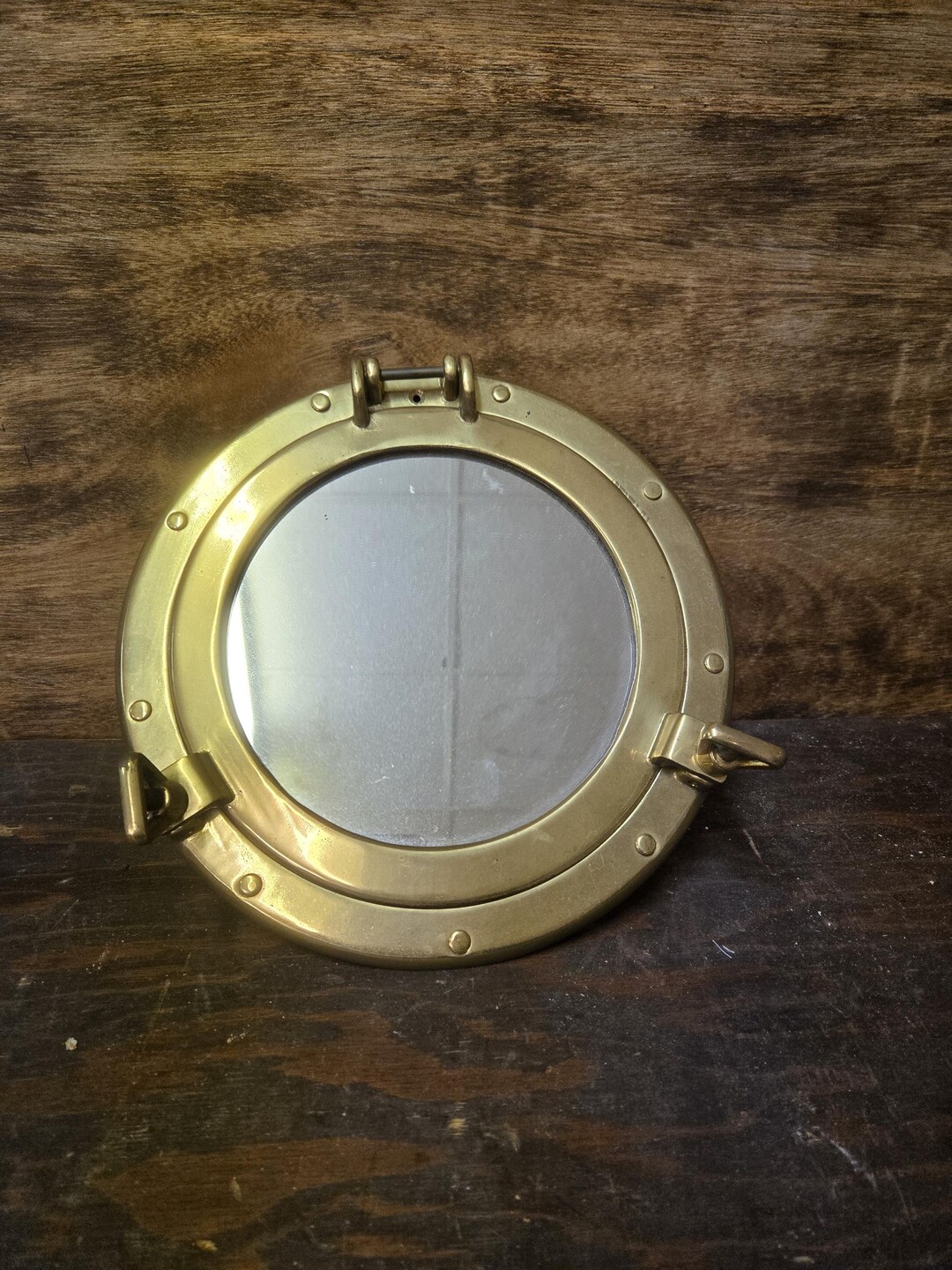 Vintage Porthole Mirror Secret Compartment, Old With Screws Nuts ...