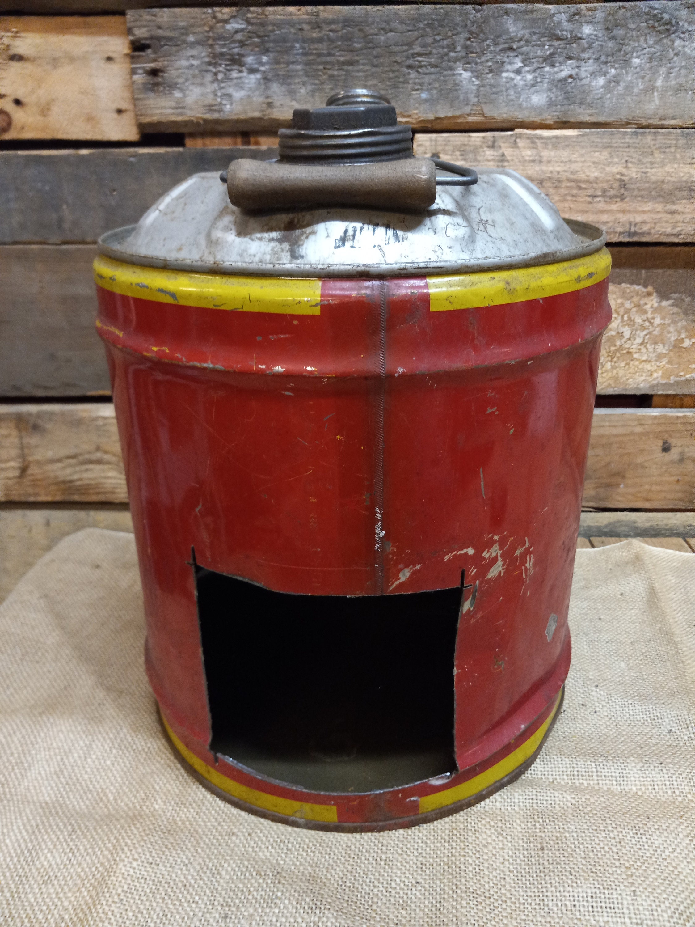 Vintage 5 Gallon Metal Gas Can Jack O Lantern Spooky Pumpkin Face Metal ...