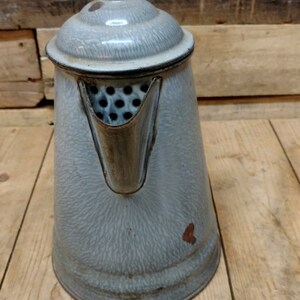 Primitive Graniteware Enamel Coffee Pot Gray - Etsy