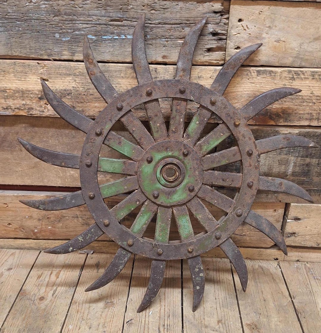 Vintage Cast Iron Metal Farm Rotary Disc Plow Wheel Tiller 16 Spokes - Etsy
