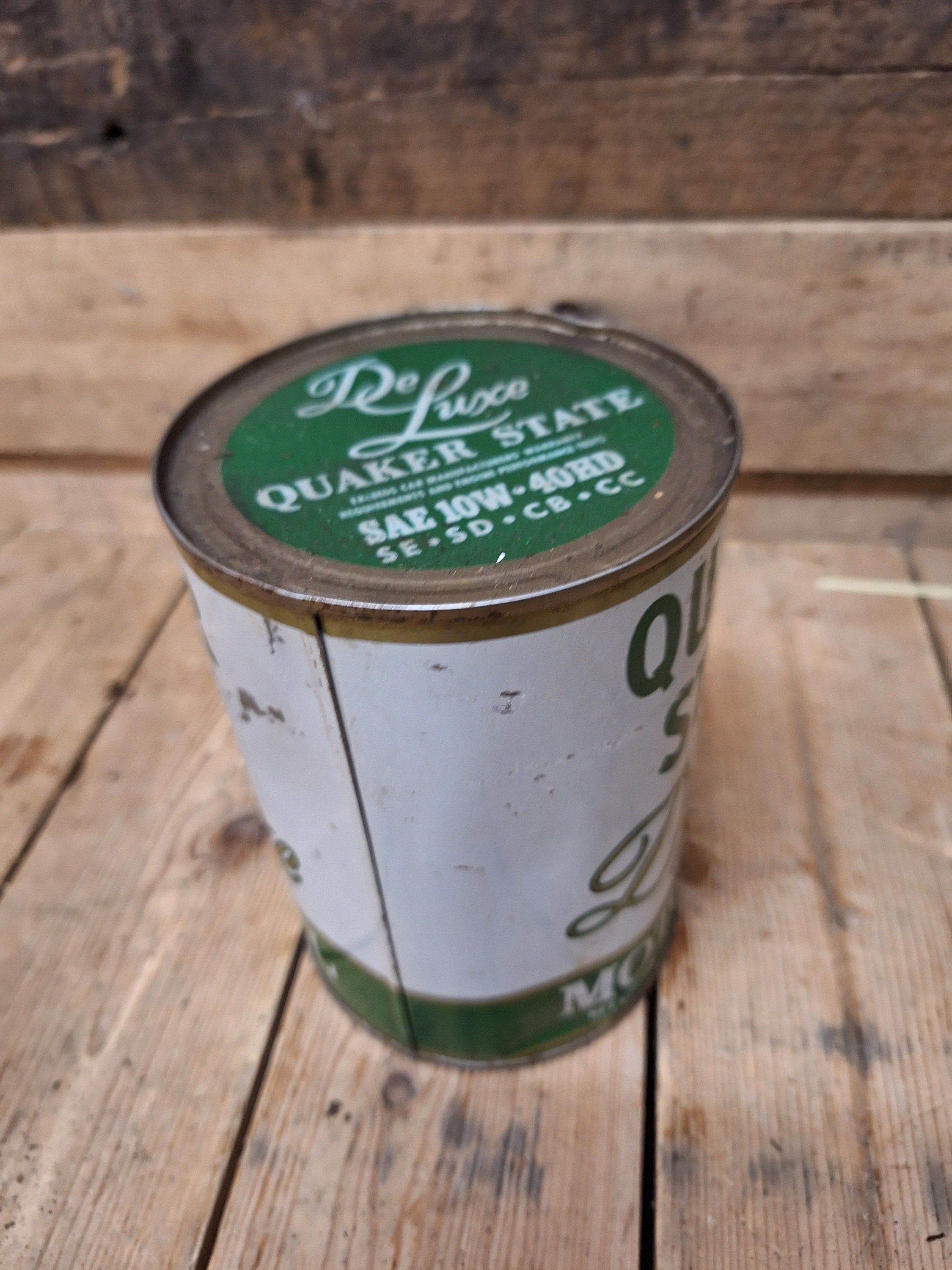 Vintage Quaker State Deluxe Motor Oil Can 1 Quart Full Gas Memorabilia ...