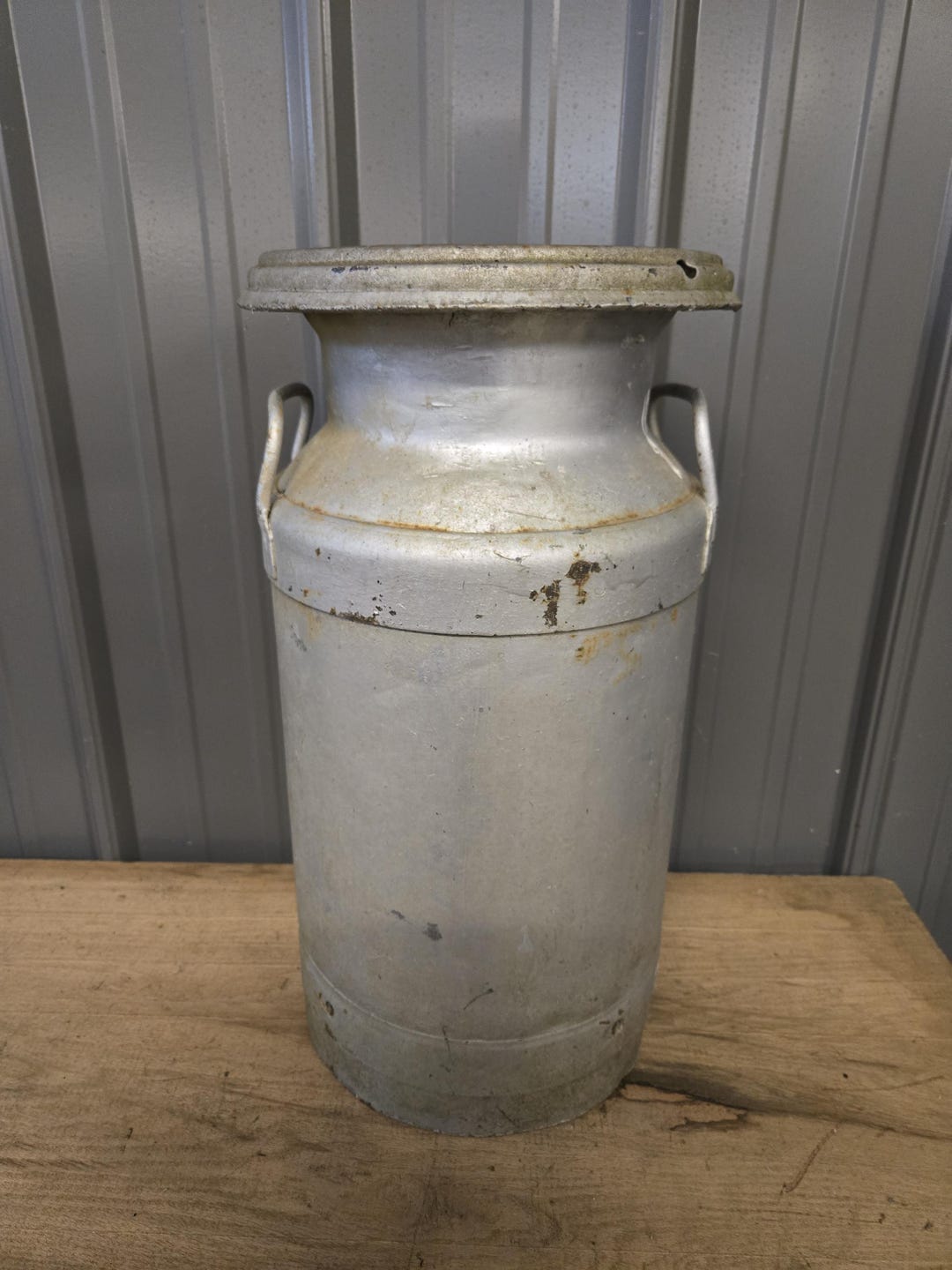 Vintage Metal Milk Dairy Can With Handles Farmhouse Decor Shabby Chic ...