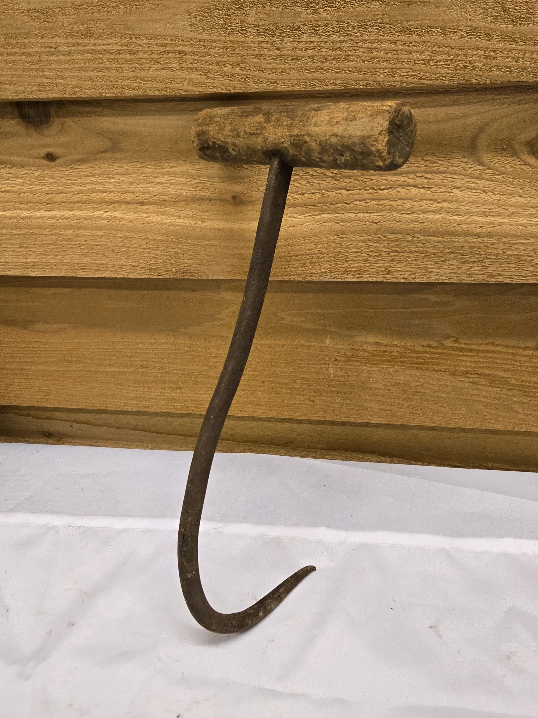 Vintage Primitive Hand Forged Metal Hay Hook With Wooden Handle - Etsy