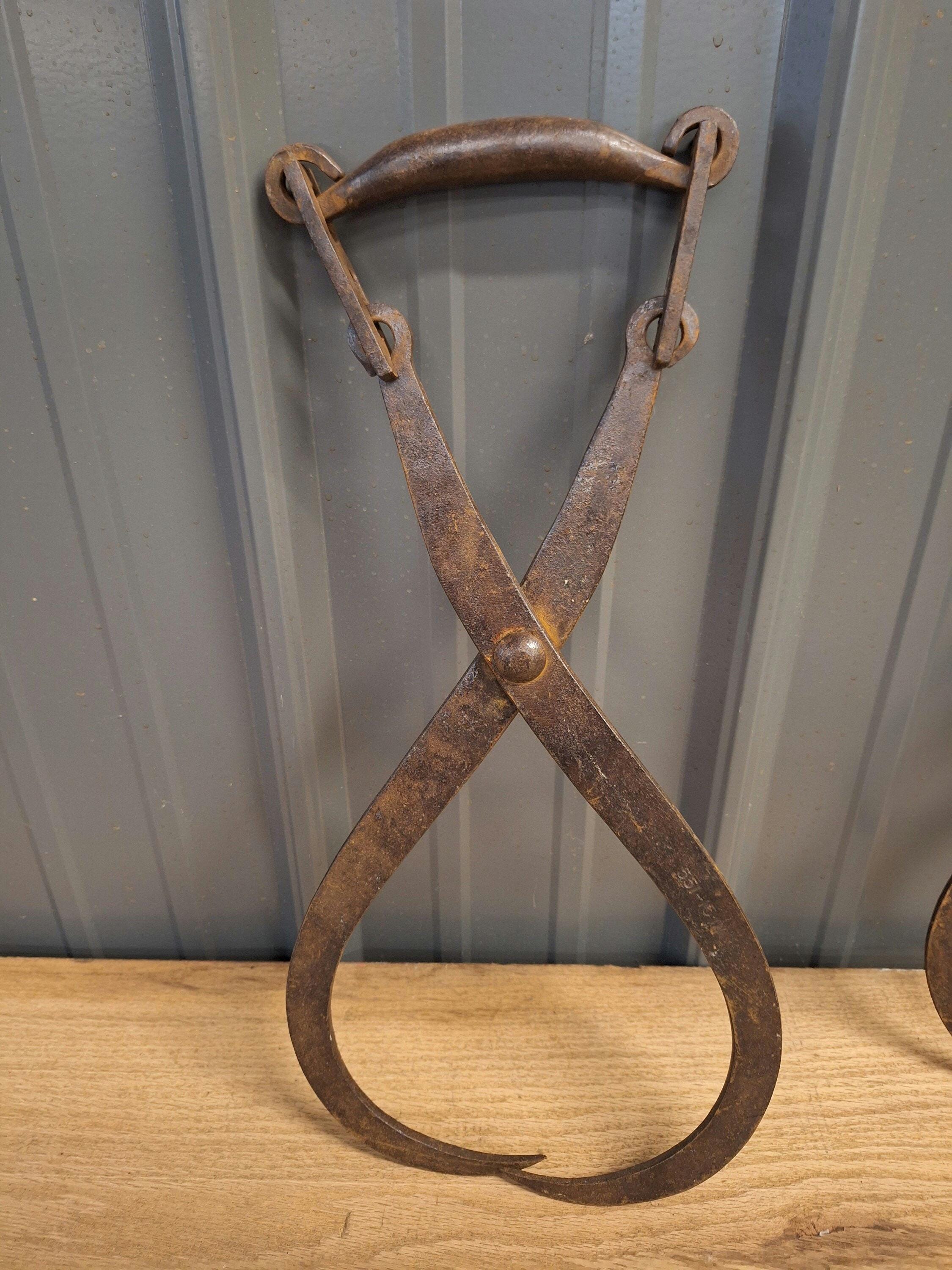 Vintage Ice/log Block Cast Iron Tongs Hay Carrier Hooks Farm Barn Tool - Etsy