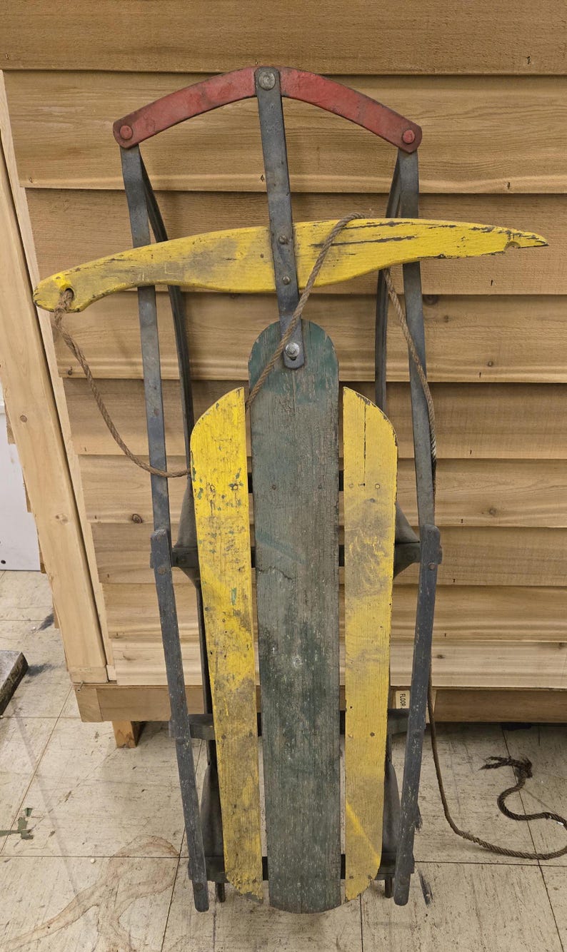 Vintage Genuine Wooden Metal Snow Sled Collectable Condition - Etsy