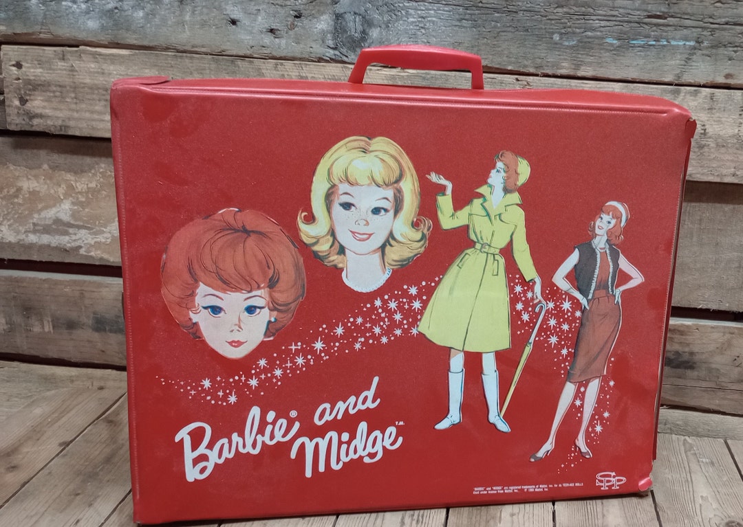 Vintage Barbie & Midge Doll 1964 Double Carry Case Travel Storage Red ...