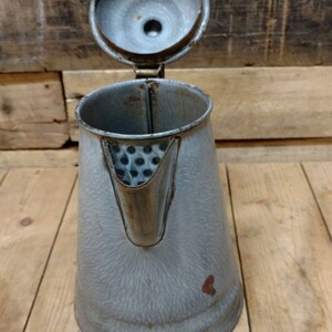 Primitive Graniteware Enamel Coffee Pot Gray - Etsy