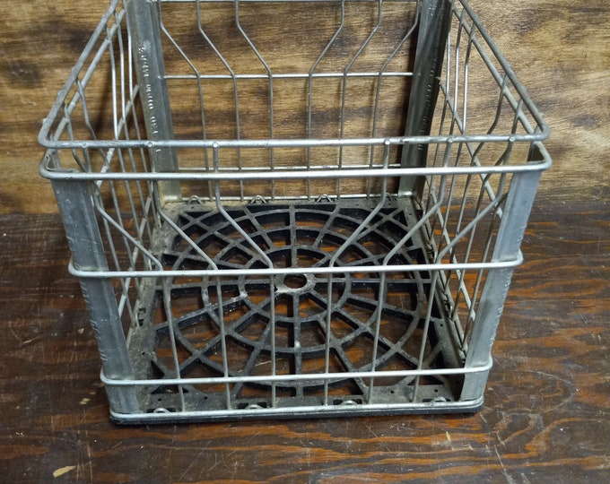 Vintage Metal Bordens Milk Crate, Heavy Rusty Steel Milk Crate ...