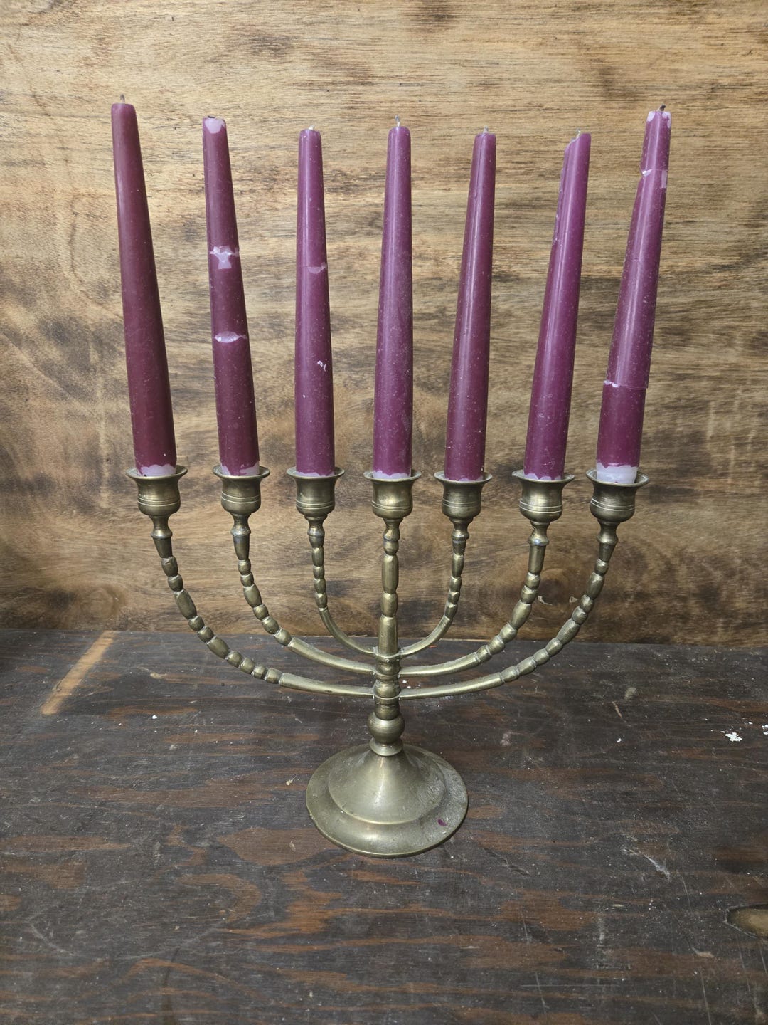 Antique Menorah Candlestick With 7 Arms, Jewish Traditional Candelabra ...
