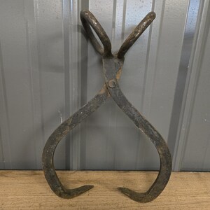 Vintage Ice/log Block Cast Iron Tongs Hay Carrier Hooks Farm Barn Tool ...