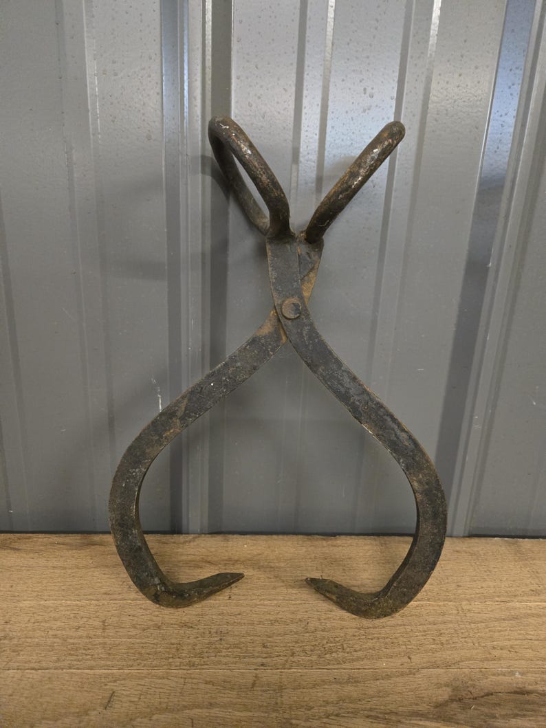 Vintage Ice/log Block Cast Iron Tongs Hay Carrier Hooks Farm Barn Tool ...