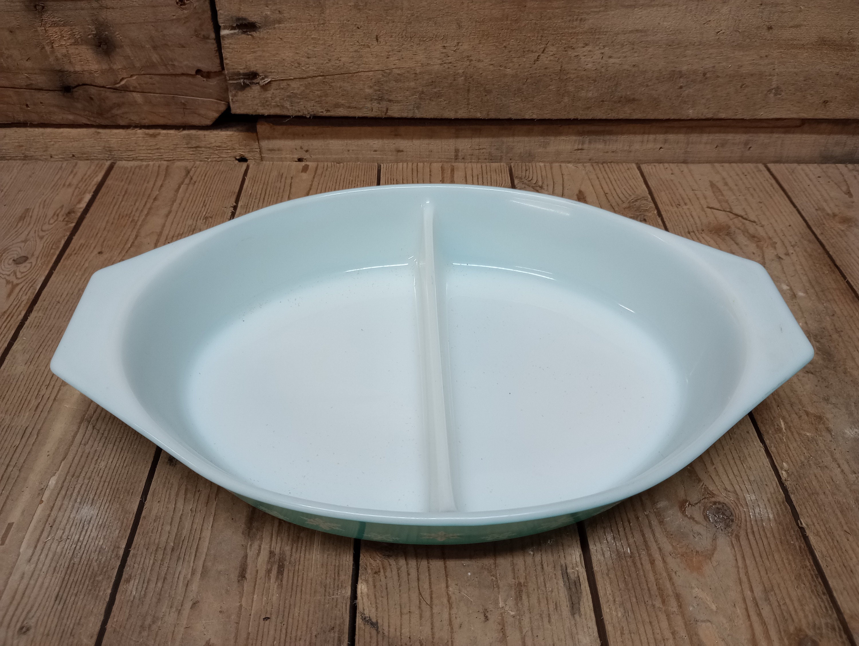 Vintage Pyrex Turquoise Divided Dish Snowflake Pattern - Etsy
