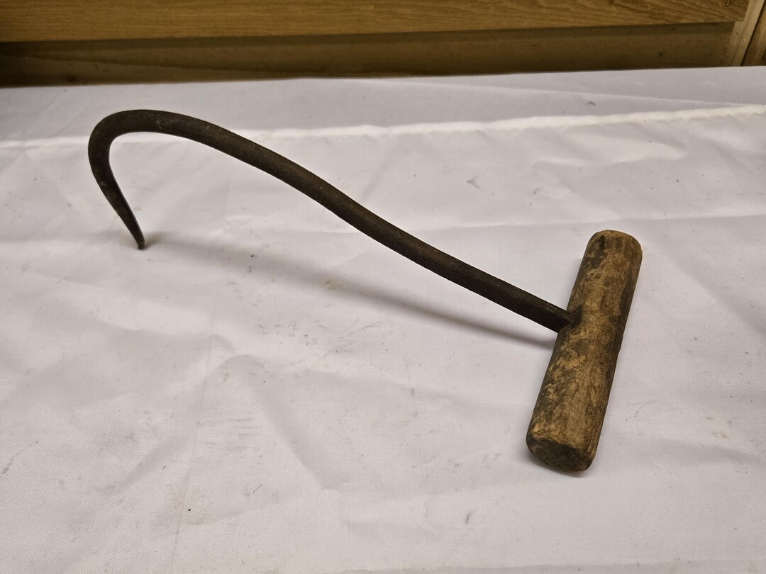 Vintage Primitive Hand Forged Metal Hay Hook With Wooden Handle - Etsy