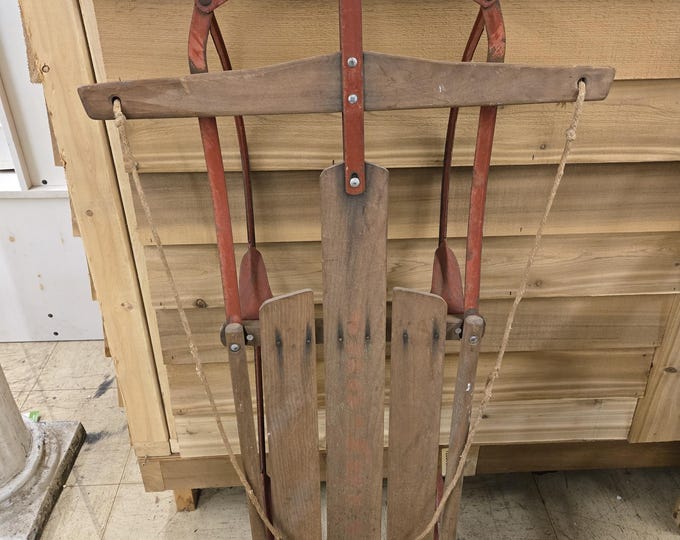 Vintage Genuine Wooden Metal Snow Sled Collectable Condition - Etsy