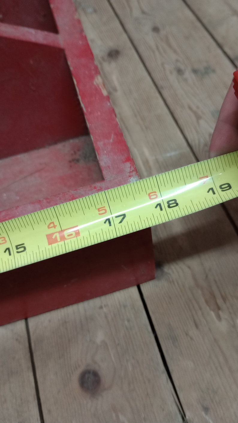 Antique Primitive Wooden Divided Tool Nail Box Tote Carrier Barn Red ...