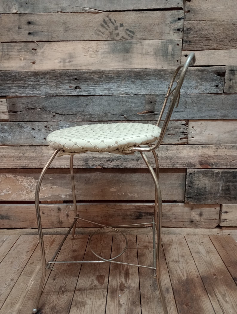 MCM Metal Vanity Chair With Padded Seat - Etsy