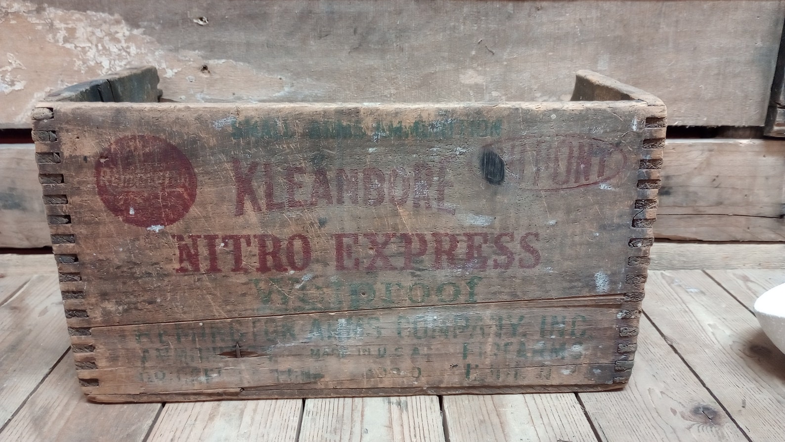 Vintage Rustic Remington Cleanbore Nitro Dupont Wooden Ammo Crate Box ...