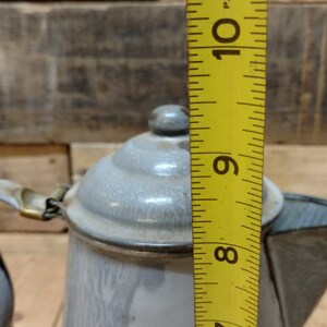 Primitive Graniteware Enamel Coffee Pot Gray - Etsy