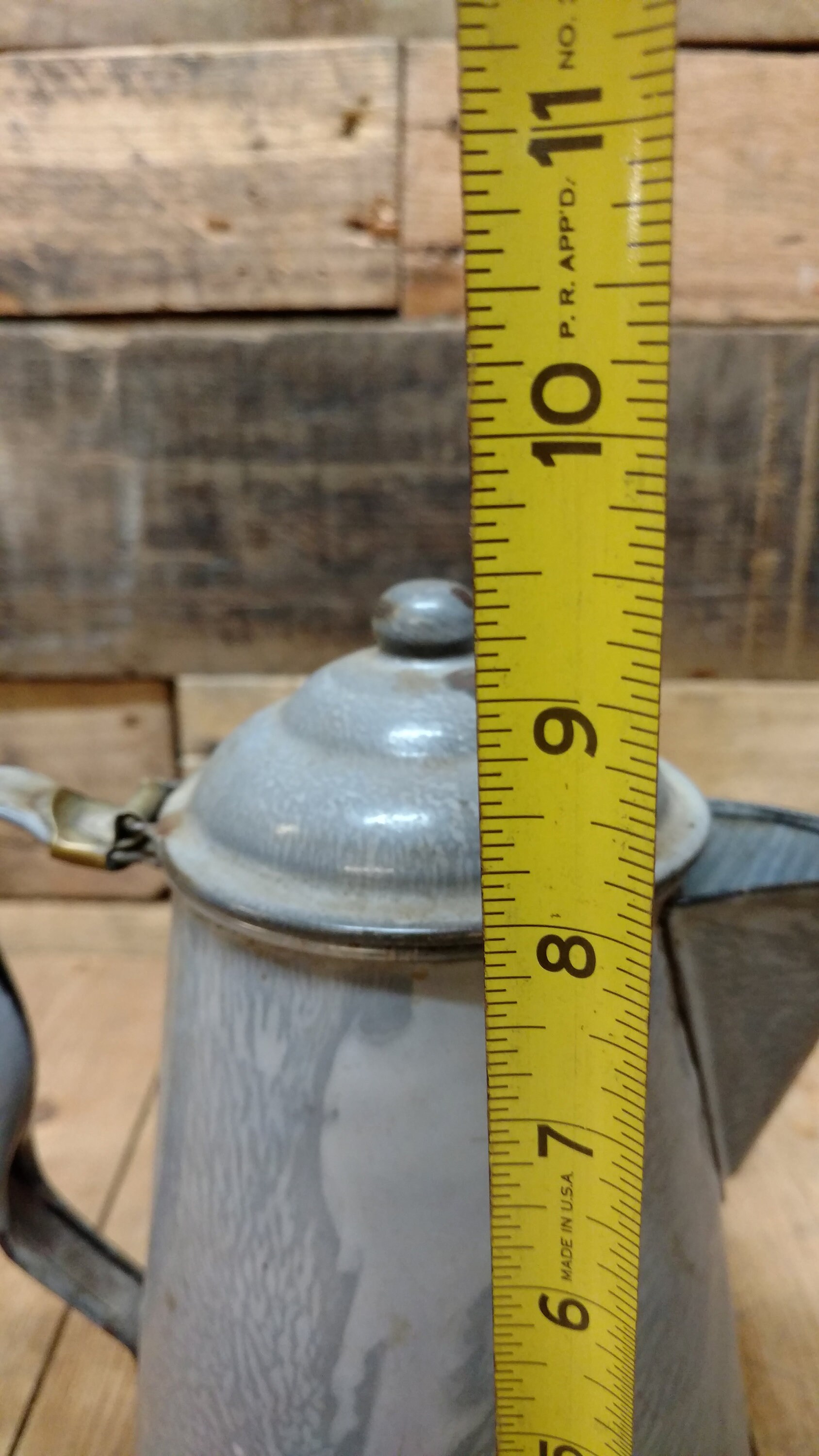 Primitive Graniteware Enamel Coffee Pot Gray - Etsy