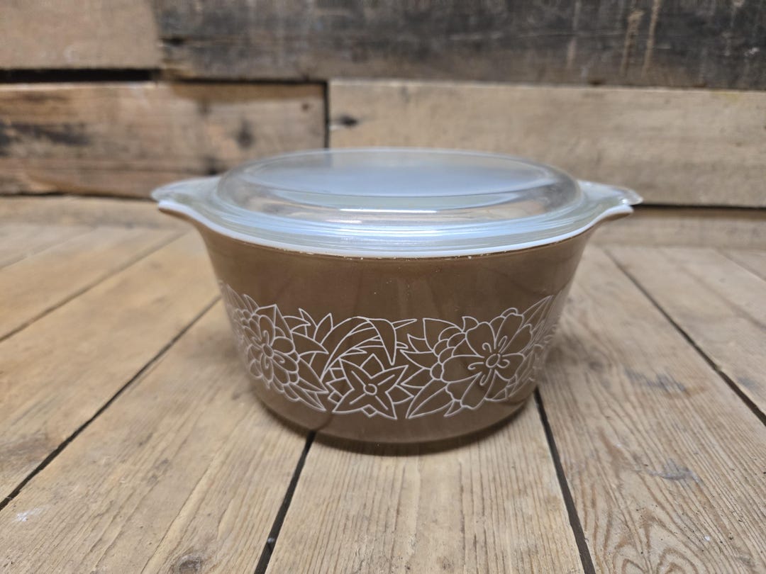 Vintage Pyrex Woodland Brown 1 Quart Casserole Bowl Dish 473-B With Lid ...