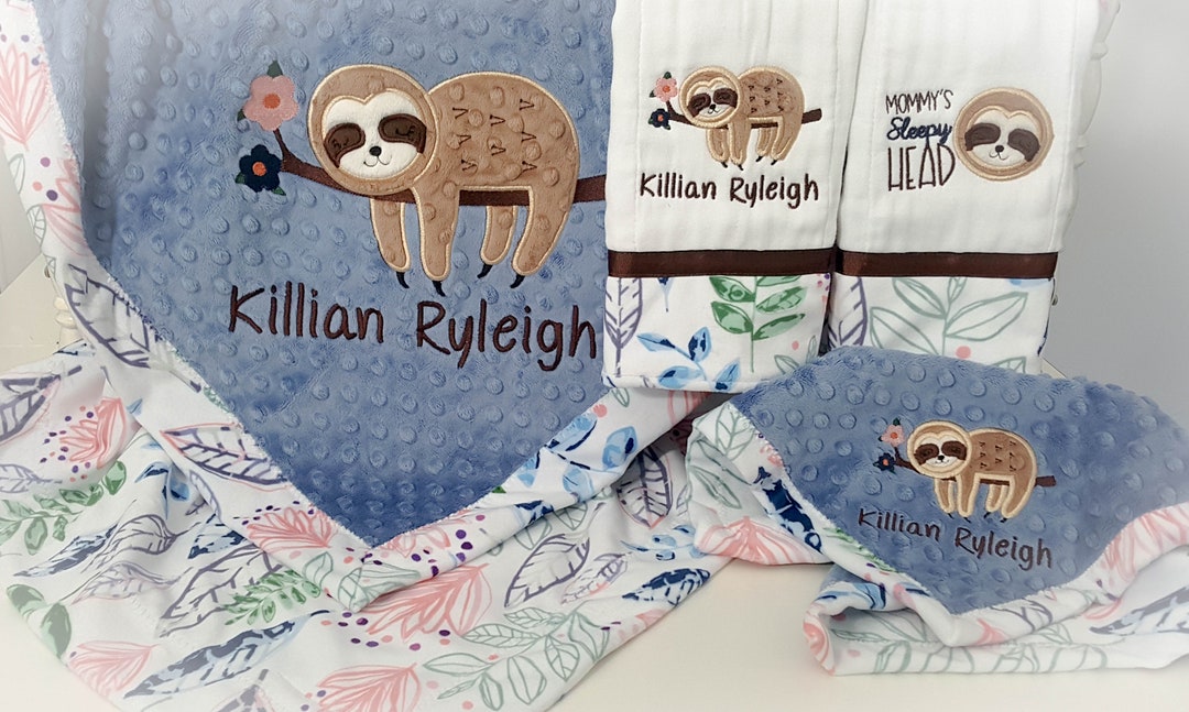 Sloth Baby Blanket, Personalized Sloth Baby Blanket, Tropical ...