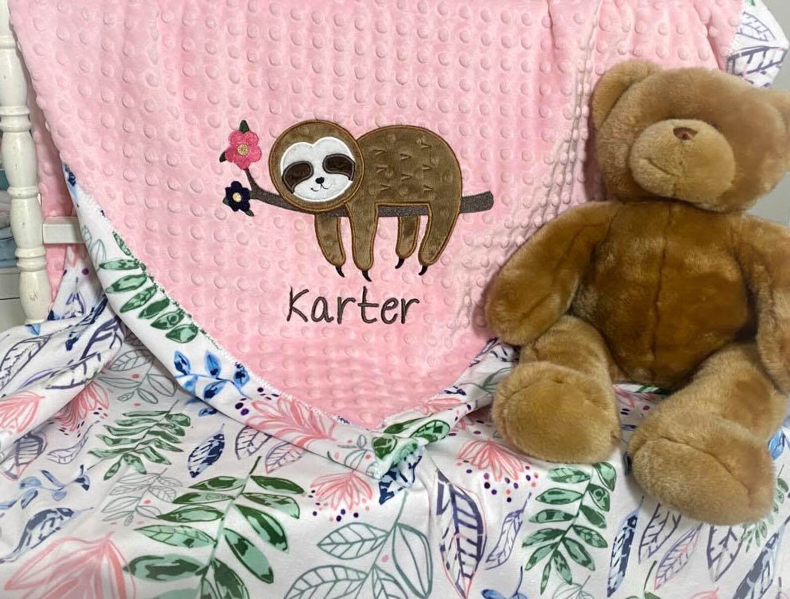 Sloth Baby Blanket Personalized Sloth Baby Blanket Tropical - Etsy Ireland