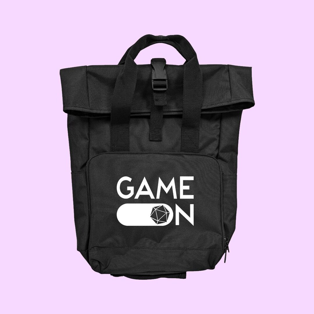 Game on Roll Top Backpack, DND Backpack, Dungeons and Dragons Bag, DND ...